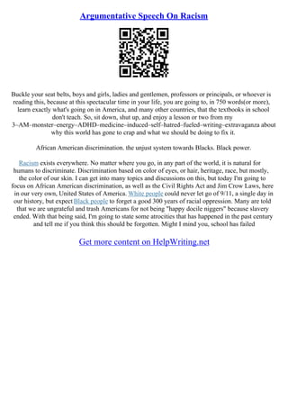 Argumentative Essay Racism | PDF