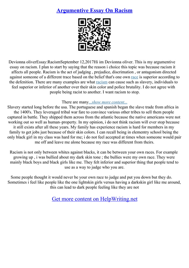 Argumentative Essay Racism | PDF