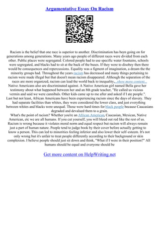 Argumentative Essay Racism | PDF