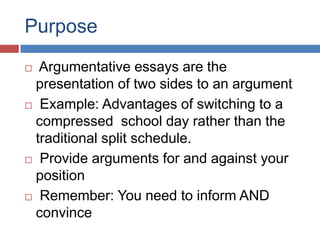 Argumentative essays | PPT