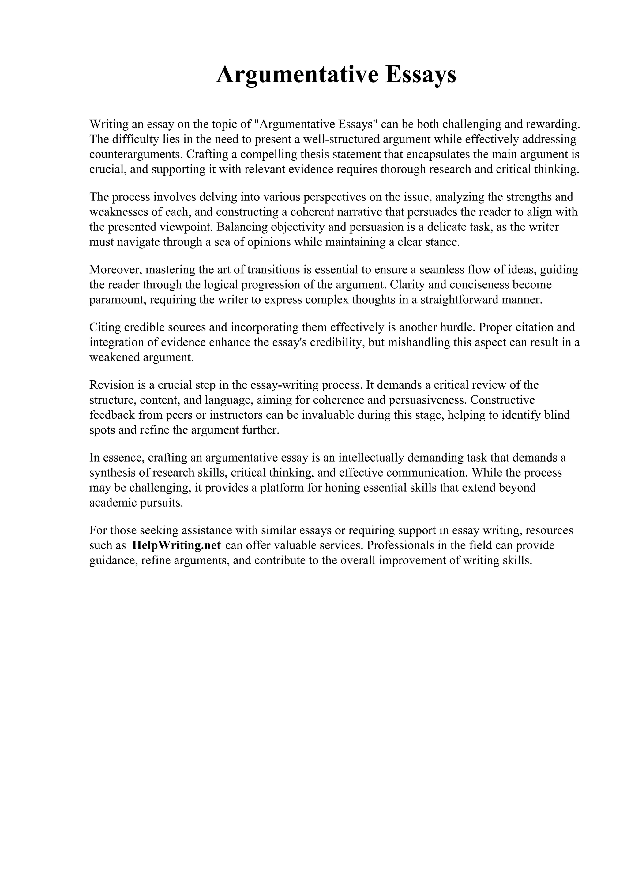 Argumentative Essays. Medgar Evers College | PDF