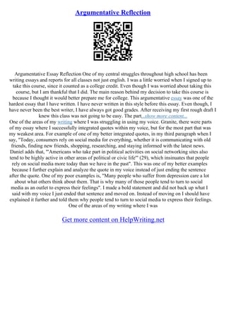 Argumentative Essay Sample High School | PDF