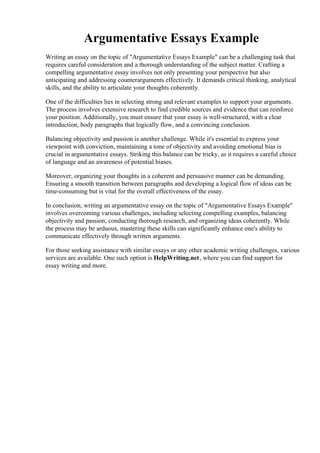 Argumentative Essays Example | PDF