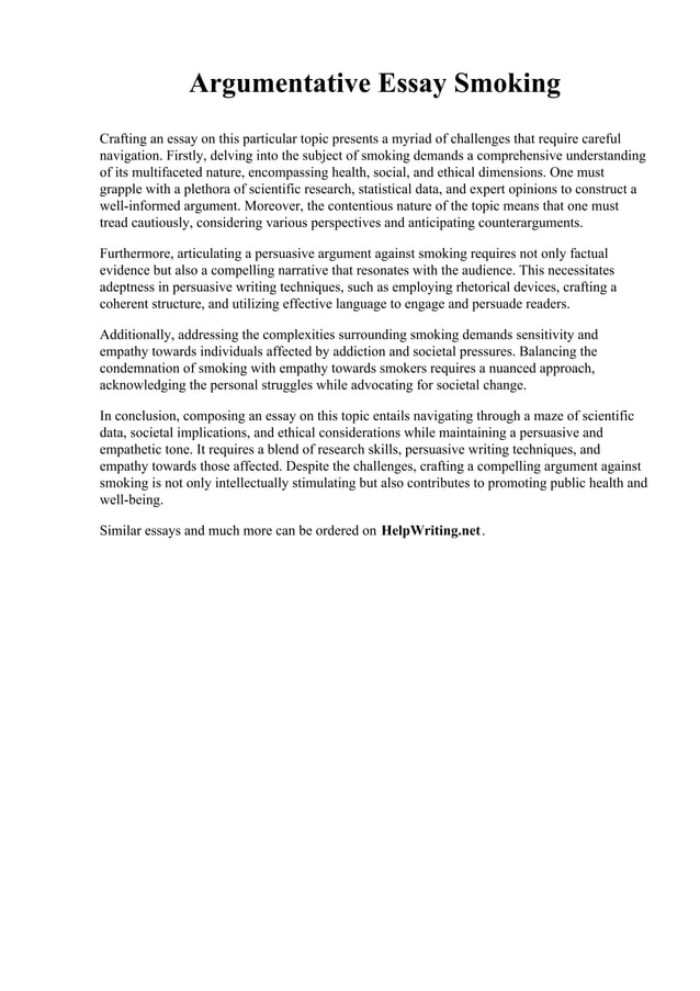 Argumentative Essay Smoking.pdf | Illegal Drugs, Tobacco, eCigarettes ...