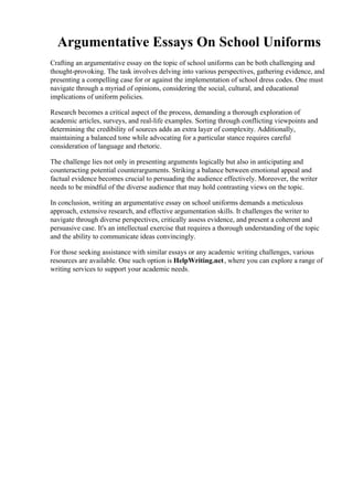 Argumentative Essays On School Uniforms.pdf