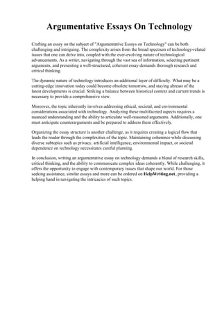 Argumentative Essays On Technology.pdf