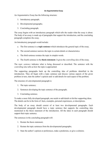 Argumentative essay structure | DOC