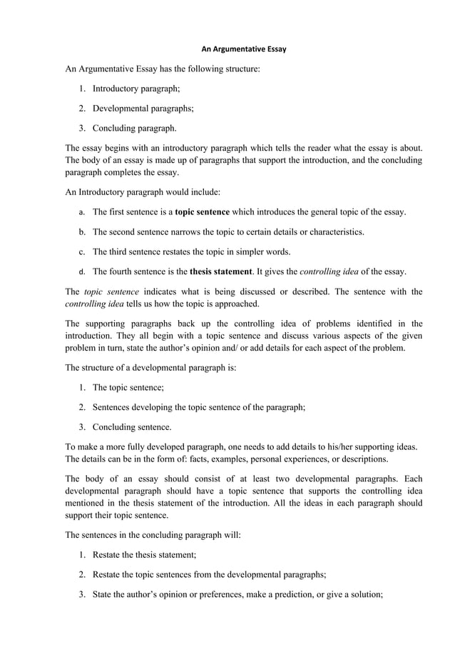 Argumentative essay structure | PDF