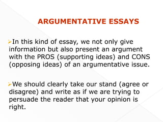 Argumentative essays writing | PPTX