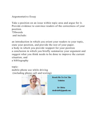 Argumentative EssayTake a position on an issue within topic area.docx