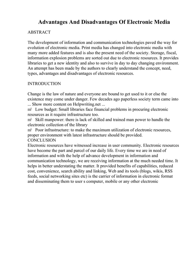 Argumentative Essay Technology | PDF