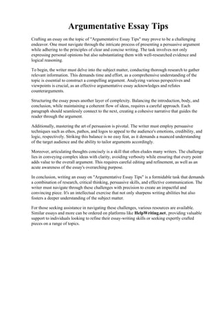 Argumentative Essay Tips | PDF