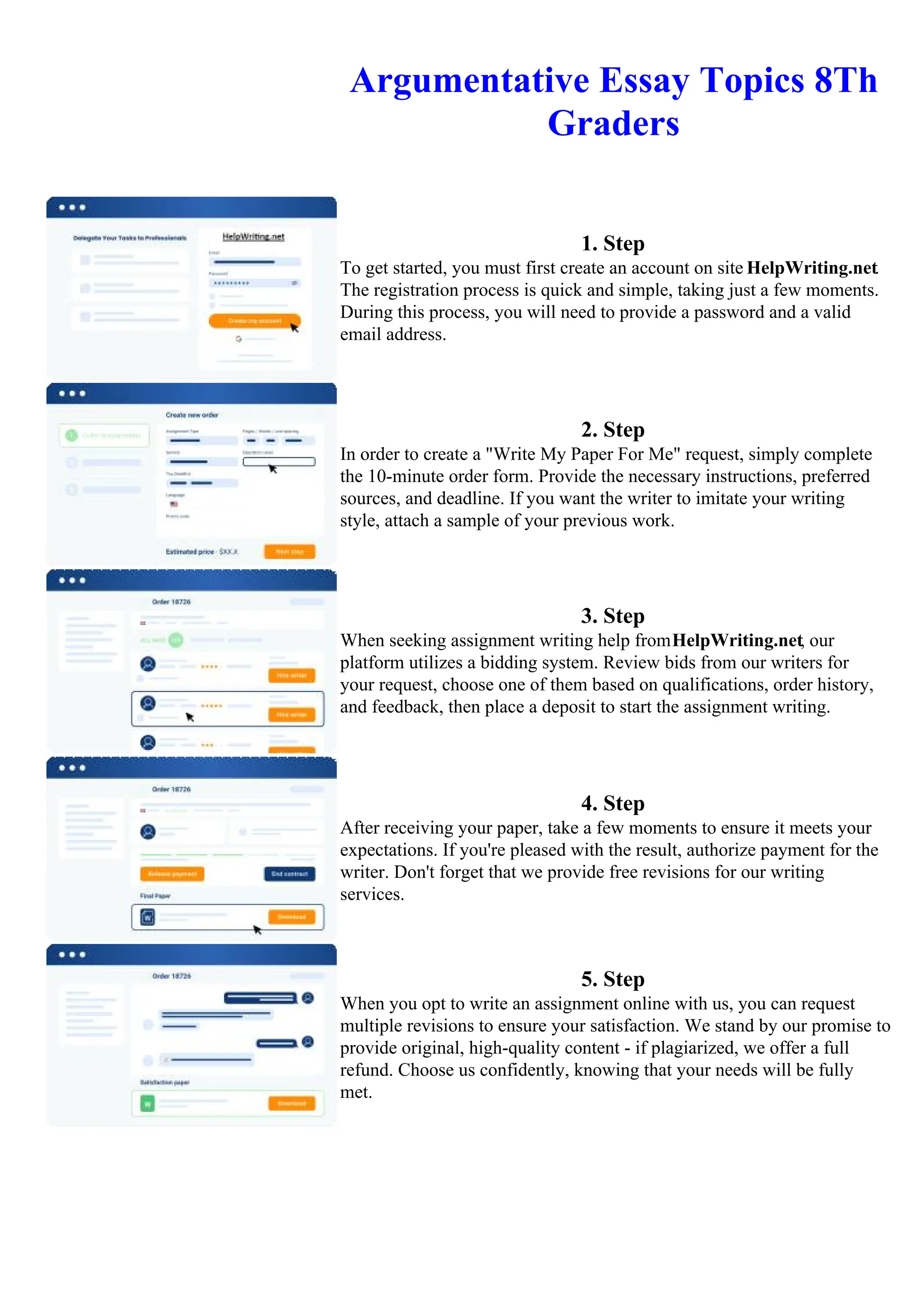 Argumentative Essay Topics 8Th Graders | PDF