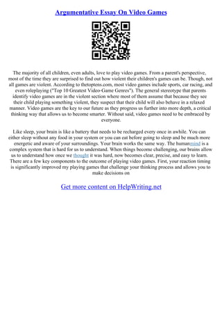 Argumentative Essay Video | PDF