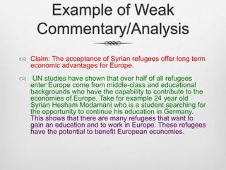 Argumentative evidence and commentary | PPT