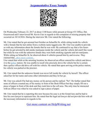 Argumentative Persuasive Essay Examples | PDF | Diseases and Conditions ...