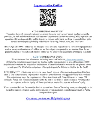 Argumentative Persuasive Essay Outline | PDF