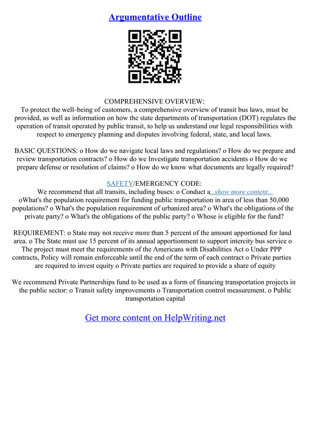 Argumentative Persuasive Essay Outline | PDF