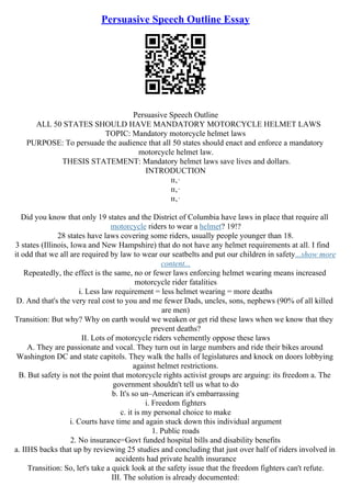 Argumentative Persuasive Essay Outline | PDF