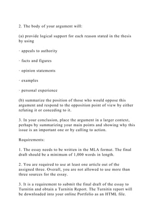 Argumentative (Position) EssayAssignment Drawing on the assig.docx