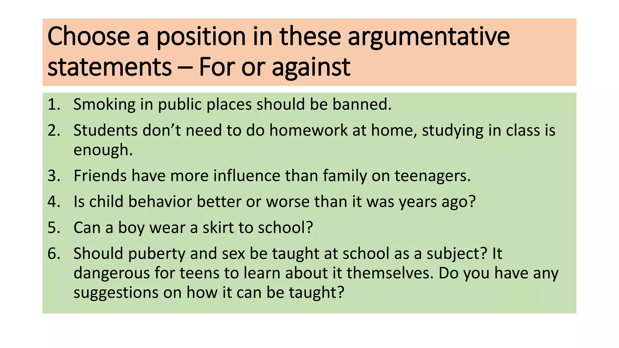 Argumentative practise | PPTX