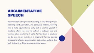 ARGUMENTATIVE SPEECH GRADE 1O ENGLISH SUBJECT 3RD QUARTER | PPTX