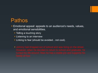 Argumentative strategies ethos, pathos, logos | PPTX