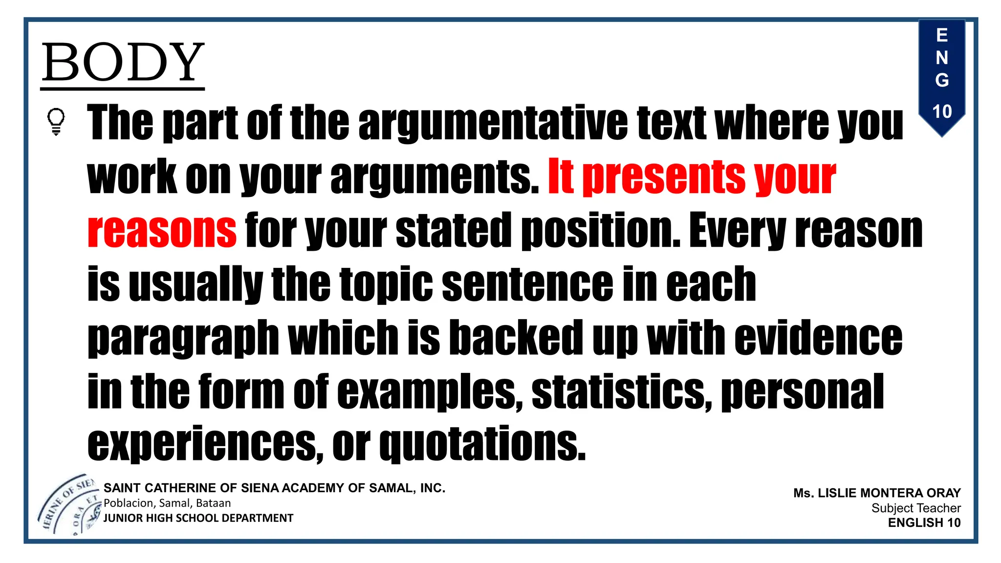 KEY STRUCTURAL ELEMENTS IN ARGUMENTATIVE TEXT .pptx