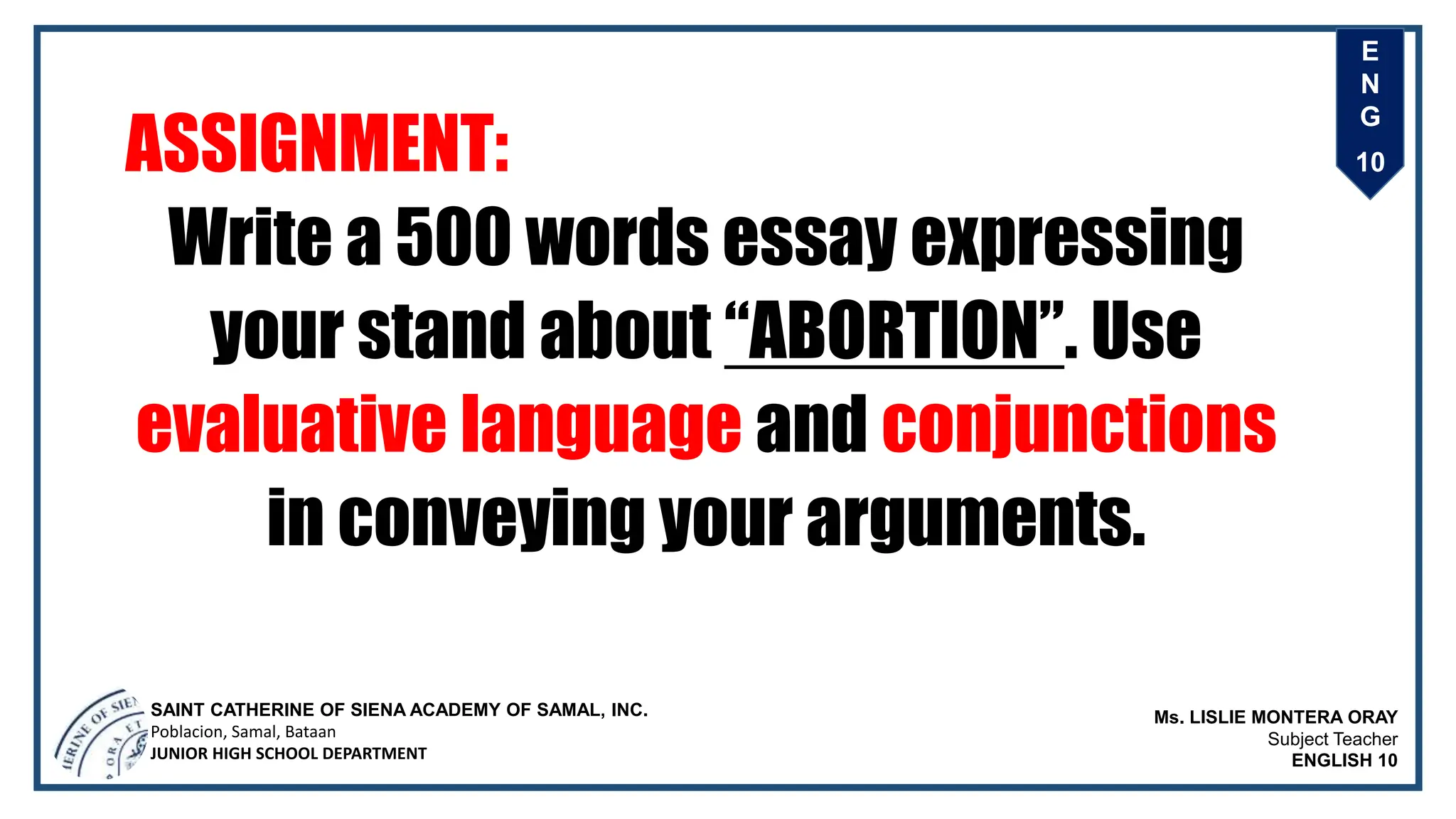 Key Structural Elements In Argumentative Text Pptx