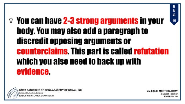 KEY STRUCTURAL ELEMENTS IN ARGUMENTATIVE TEXT .pptx