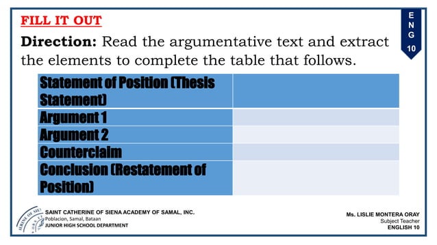 KEY STRUCTURAL ELEMENTS IN ARGUMENTATIVE TEXT .pptx