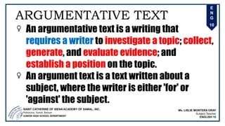 KEY STRUCTURAL ELEMENTS IN ARGUMENTATIVE TEXT .pptx