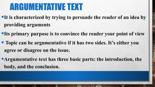 Argumentative Text. english grammar teach | PPT
