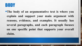 Argumentative Text. english grammar teach | PPT