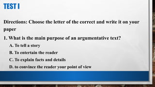 Argumentative Text. english grammar teach | PPTX