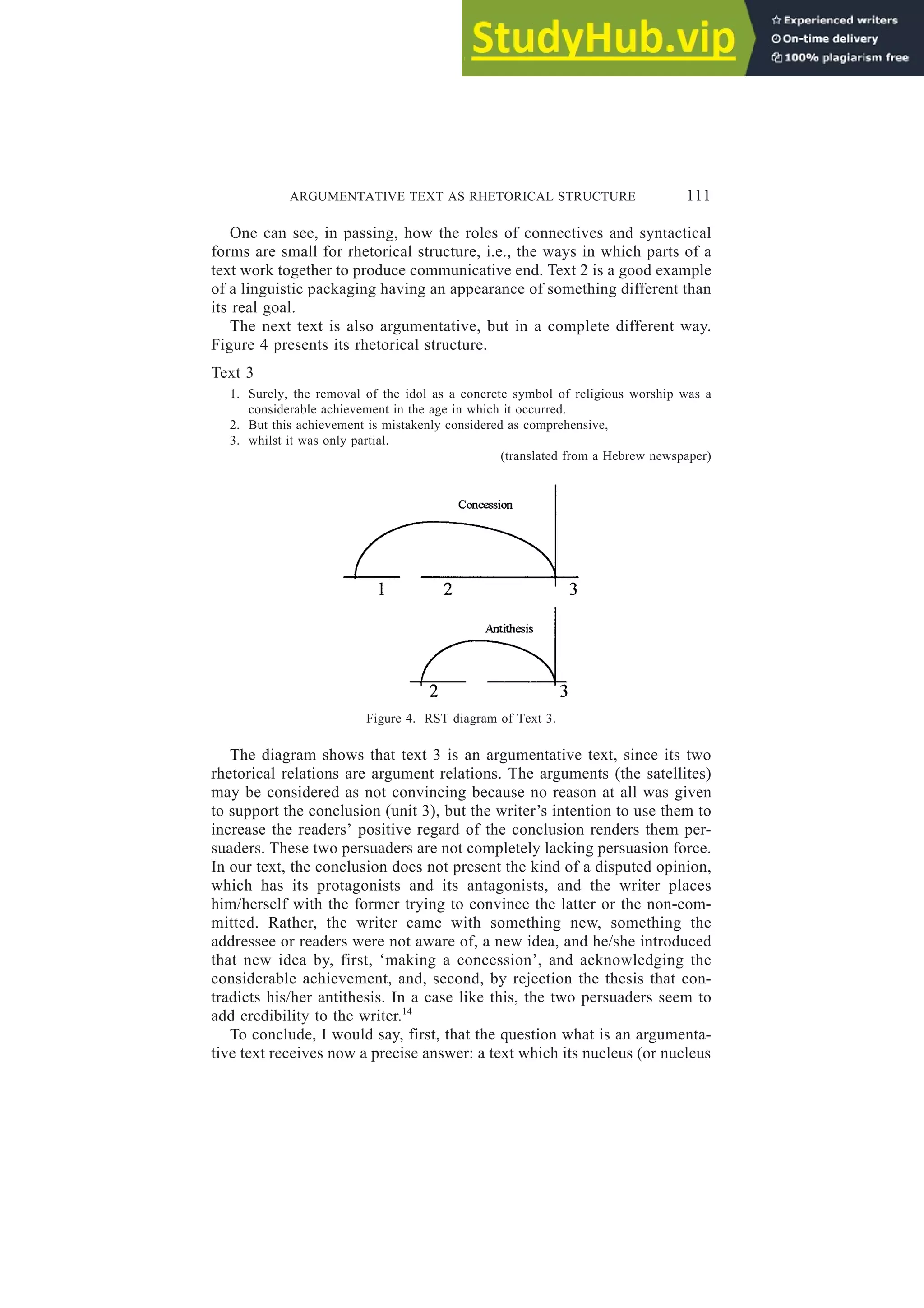 Argumentative Text As Rhetorical Structure An Application Of Rhetorical Structure Theorypdf