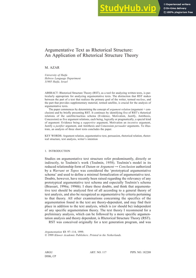 Argumentative text as rhetorical structure An application of rhetorical structure theory.pdf