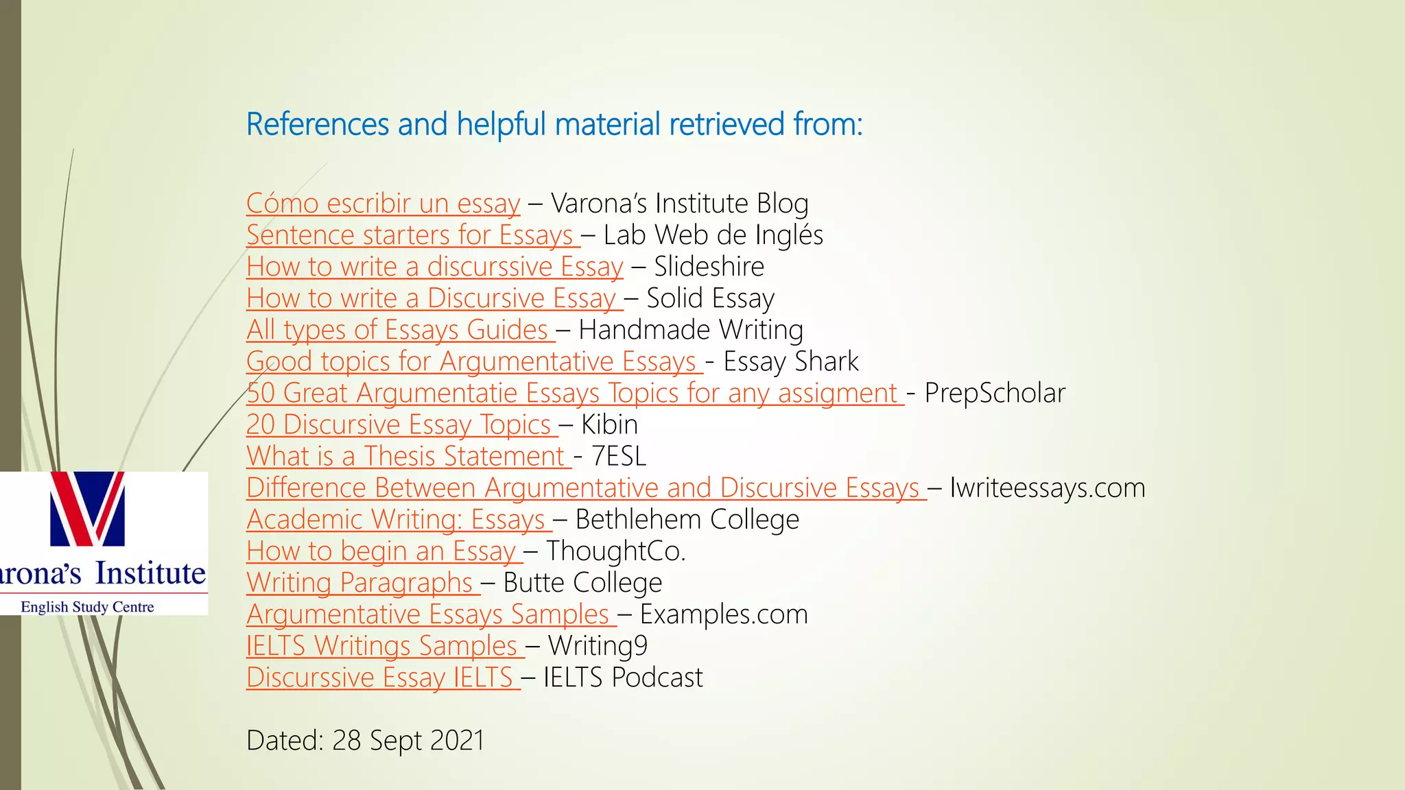 Argumentative vs discursive essays | PPSX