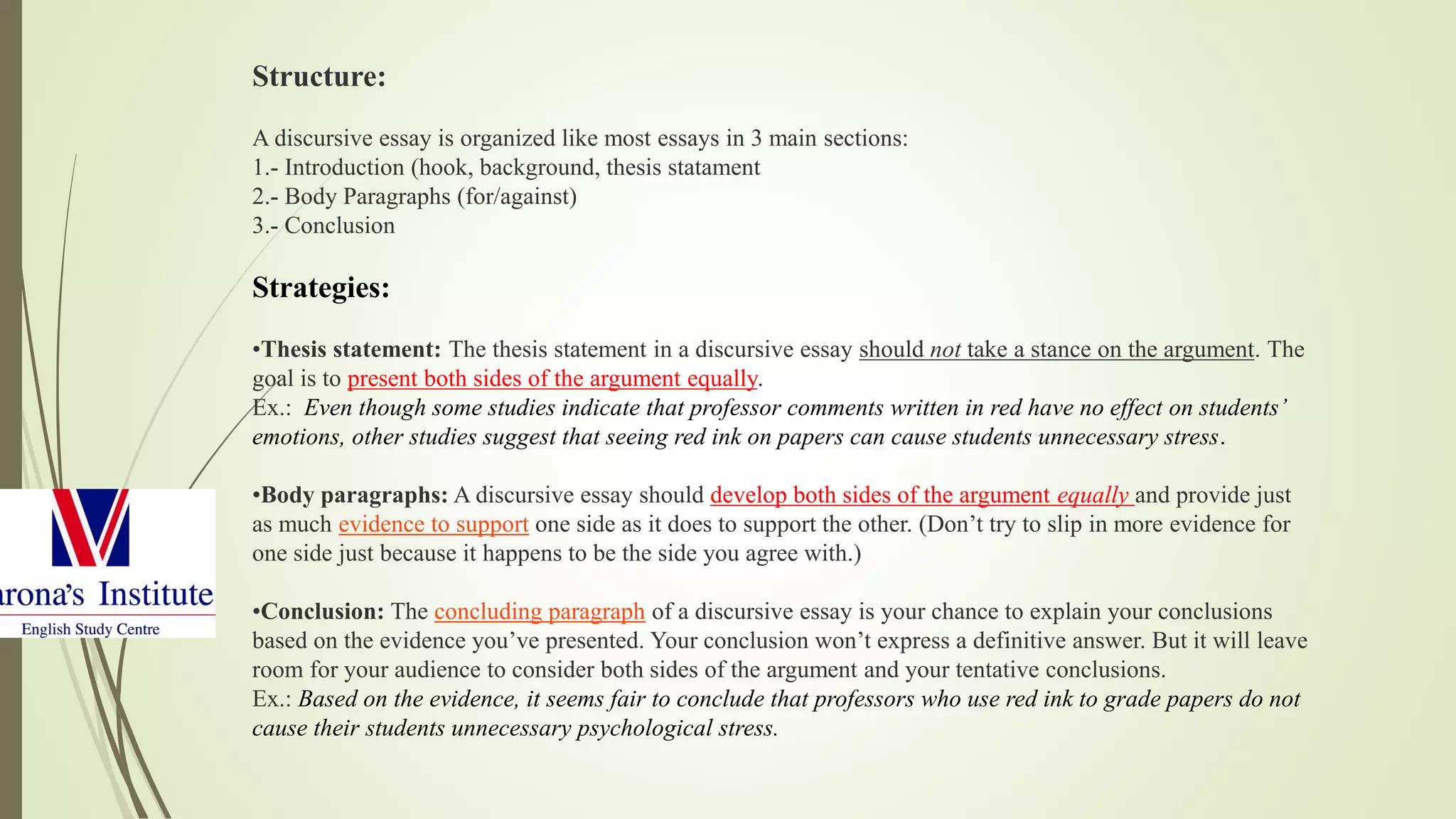 Argumentative vs discursive essays | PPSX