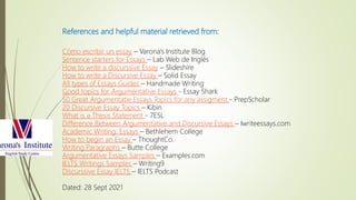 Argumentative vs discursive essays | PPSX