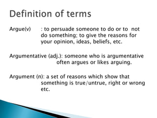 Argumentative writing | PPTX