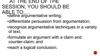 Argumentative writing | PPT