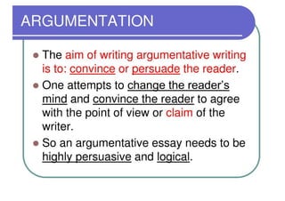 ARGUMENTATIVE Writing | PPT