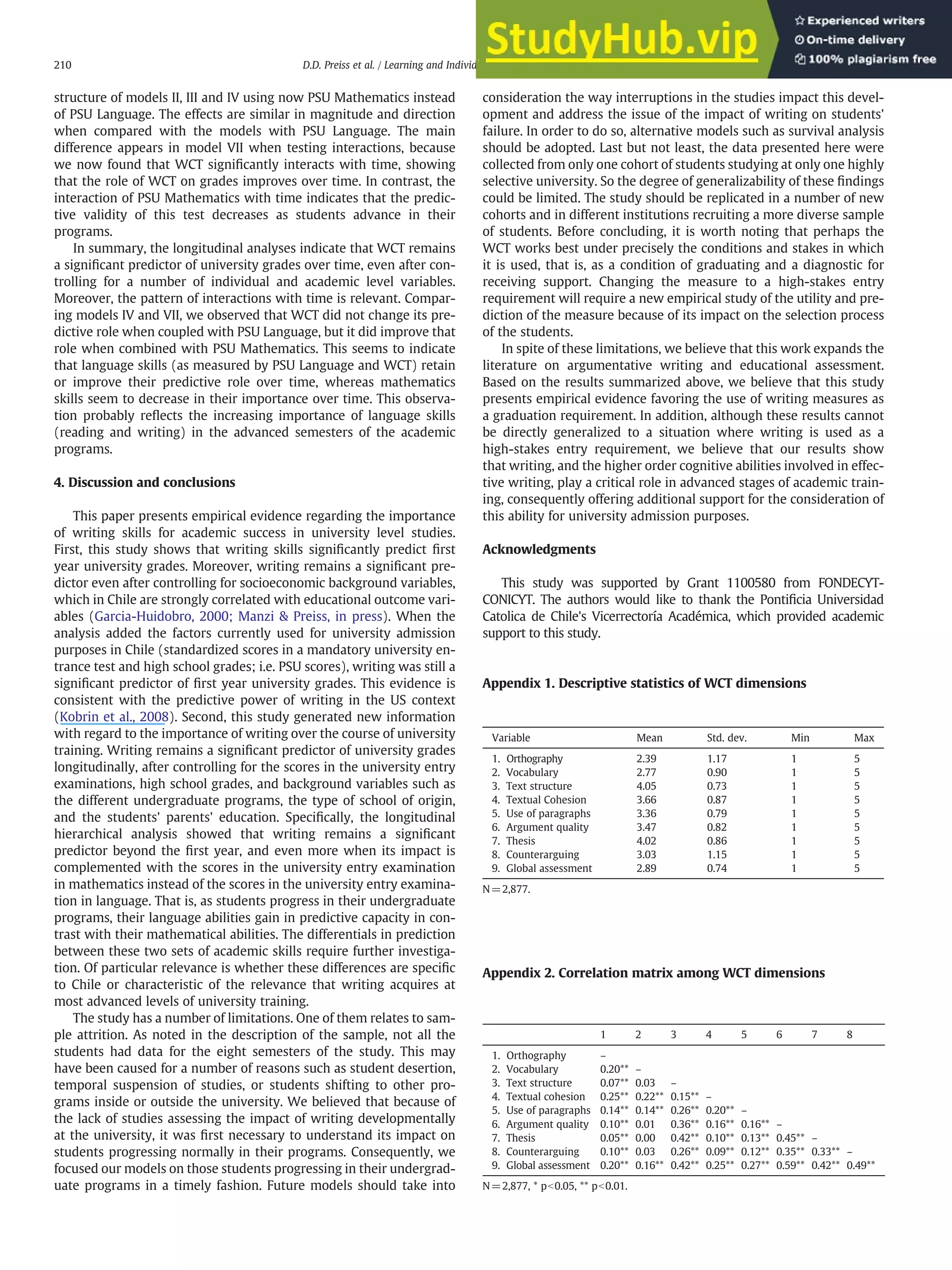 Argumentative Writing And Academic Achievement A Longitudinal Study | PDF