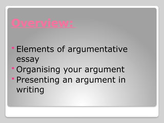 Secondary Students Level Material of English: Argumentative Writing | PPTX