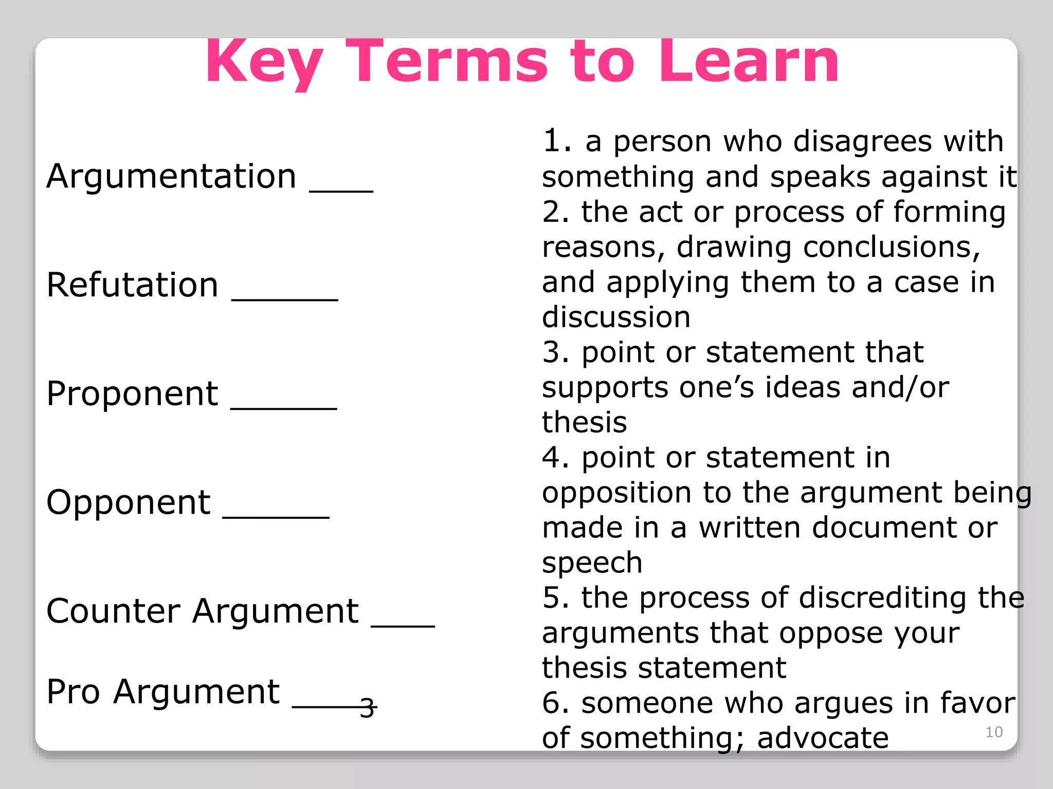 Argumentative Writing ppt - Grades 10-11 / Forms 4 - 5 | PPTX