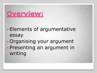 Argumentative Writing ppt - Grades 10-11 / Forms 4 - 5 | PPTX