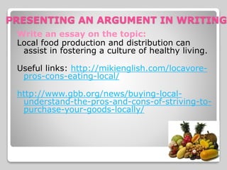 Argumentative Writing ppt - Grades 10-11 / Forms 4 - 5 | PPTX