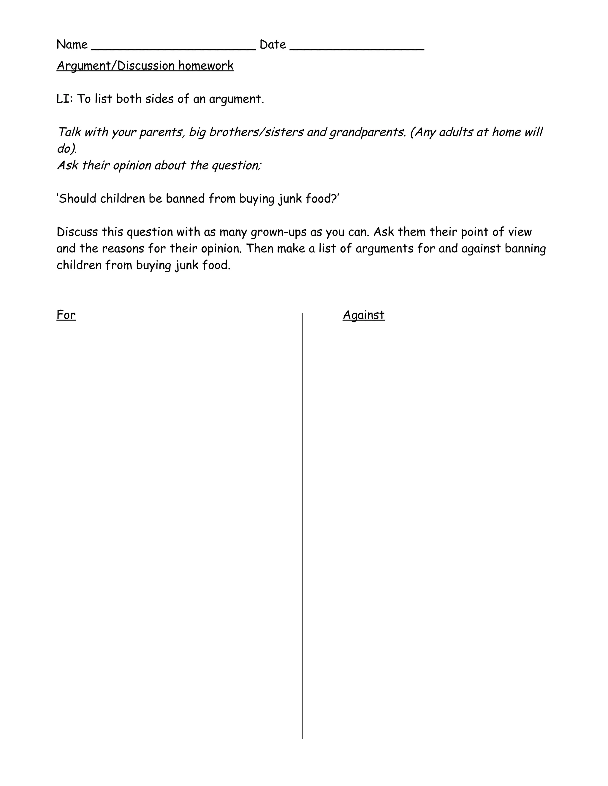 Argument discussion homework | DOC
