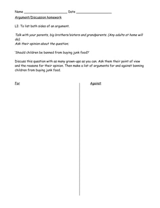 Argument discussion homework | PDF